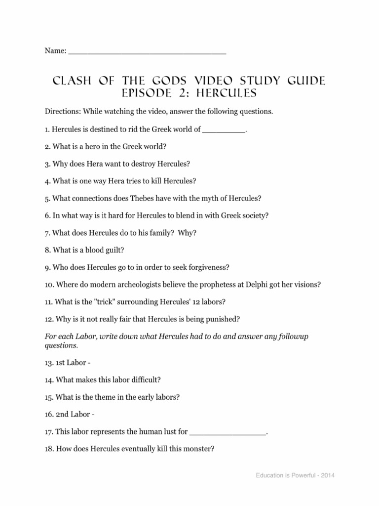 02 - Clash of The Gods Episode 2 Hercules - Video Guide | PDF