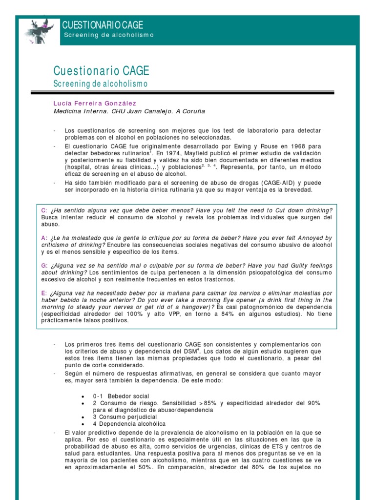 Cuestionario CAGE | PDF