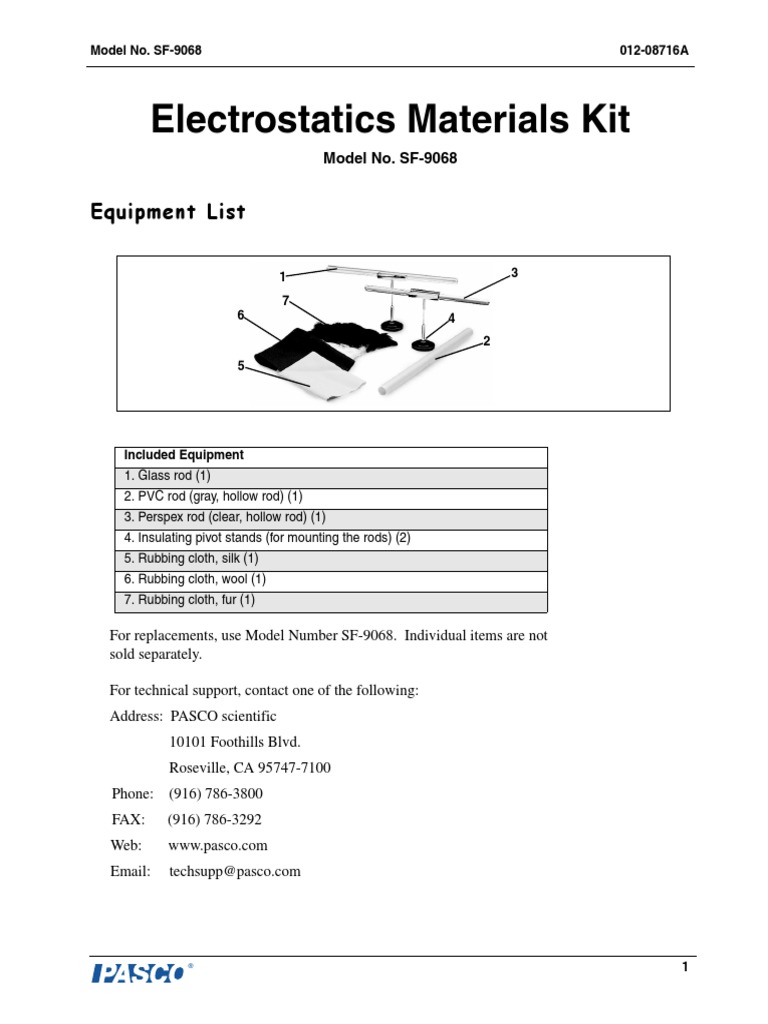 Electrostatics Materials Kit: Equipment List | PDF | Electrostatics ...