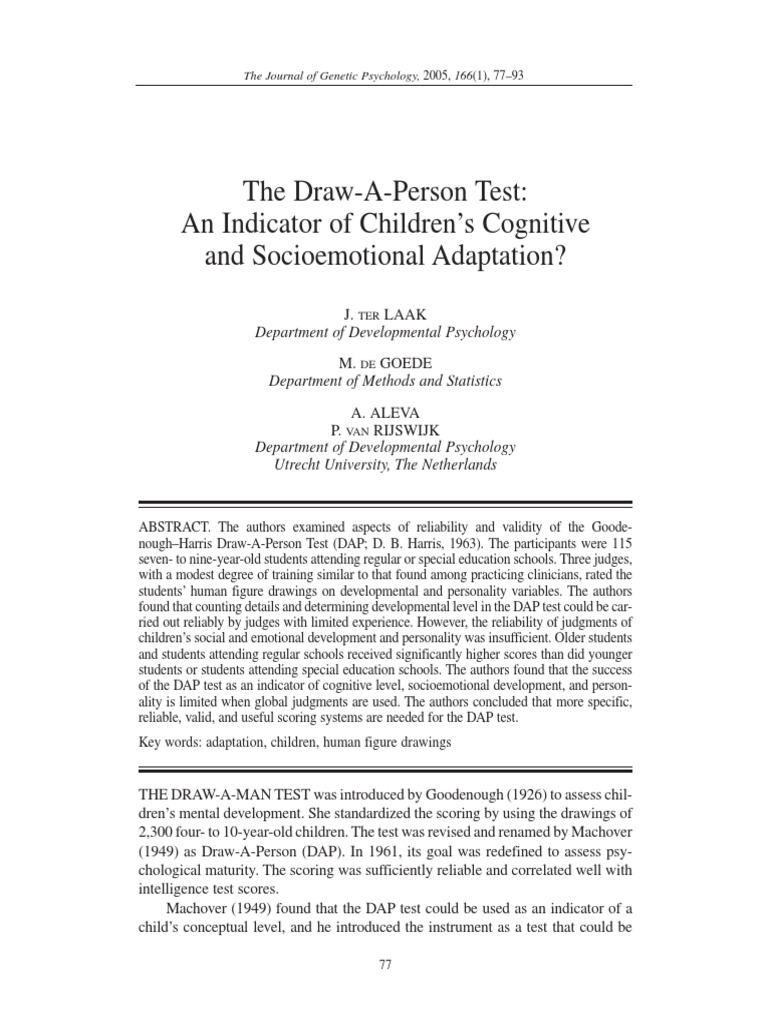 The Draw-A-Person Test: An Indicator of Children's Cognitive and ...