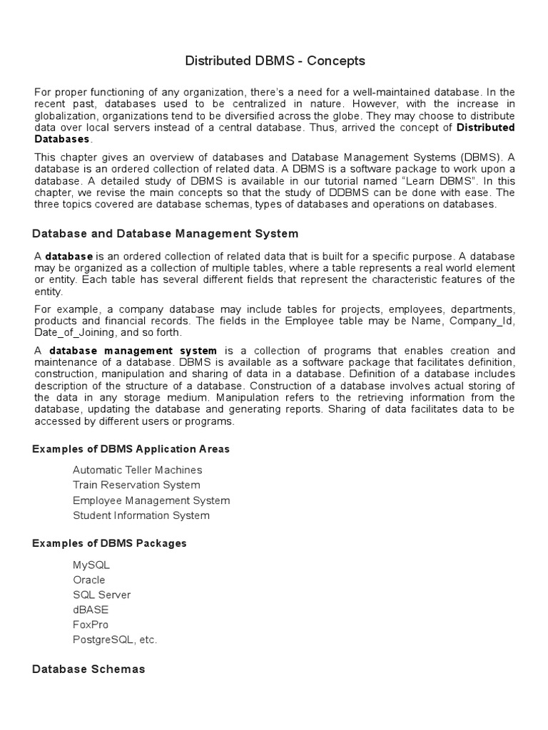 Distributed DBMS - Quick Guide - Tutorialspoint | PDF | Relational Database | Databases