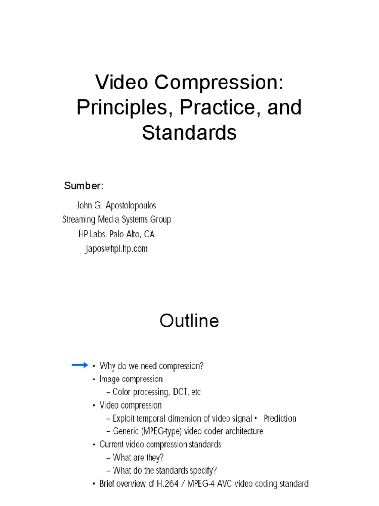 Video Compression: Principles & Standards | PDF | Business | Computers