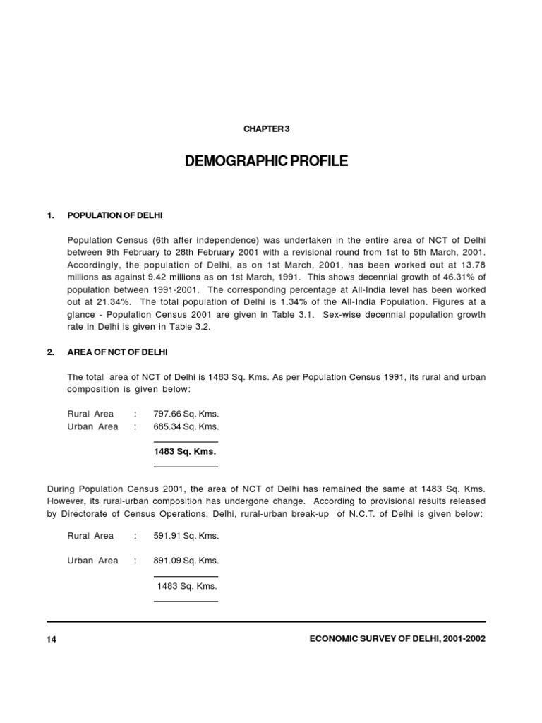 Delhi Population Data | PDF