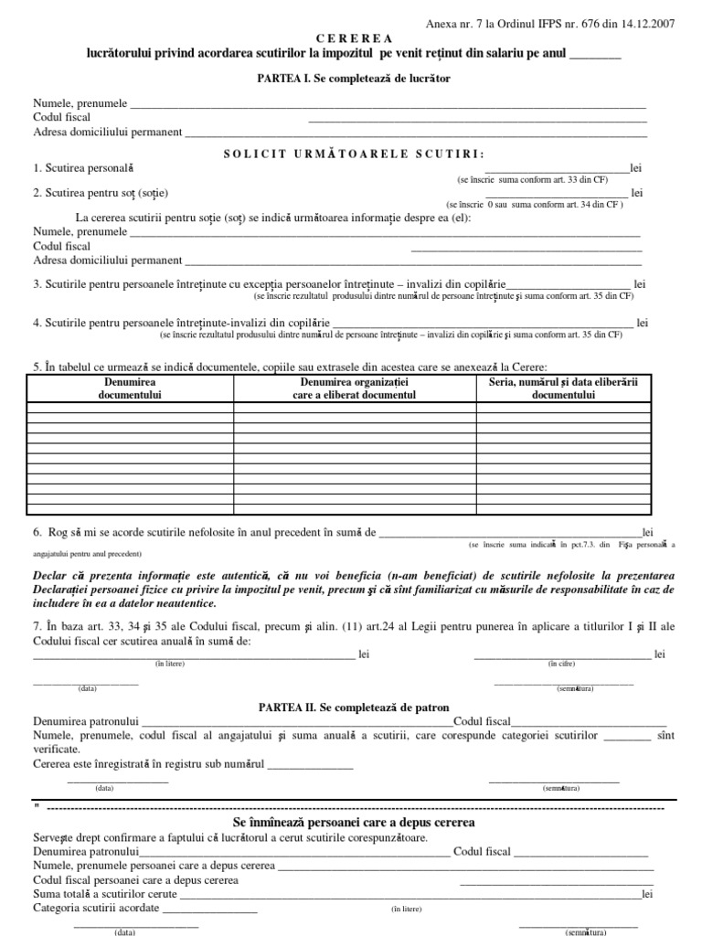 Cerere Scutire | PDF