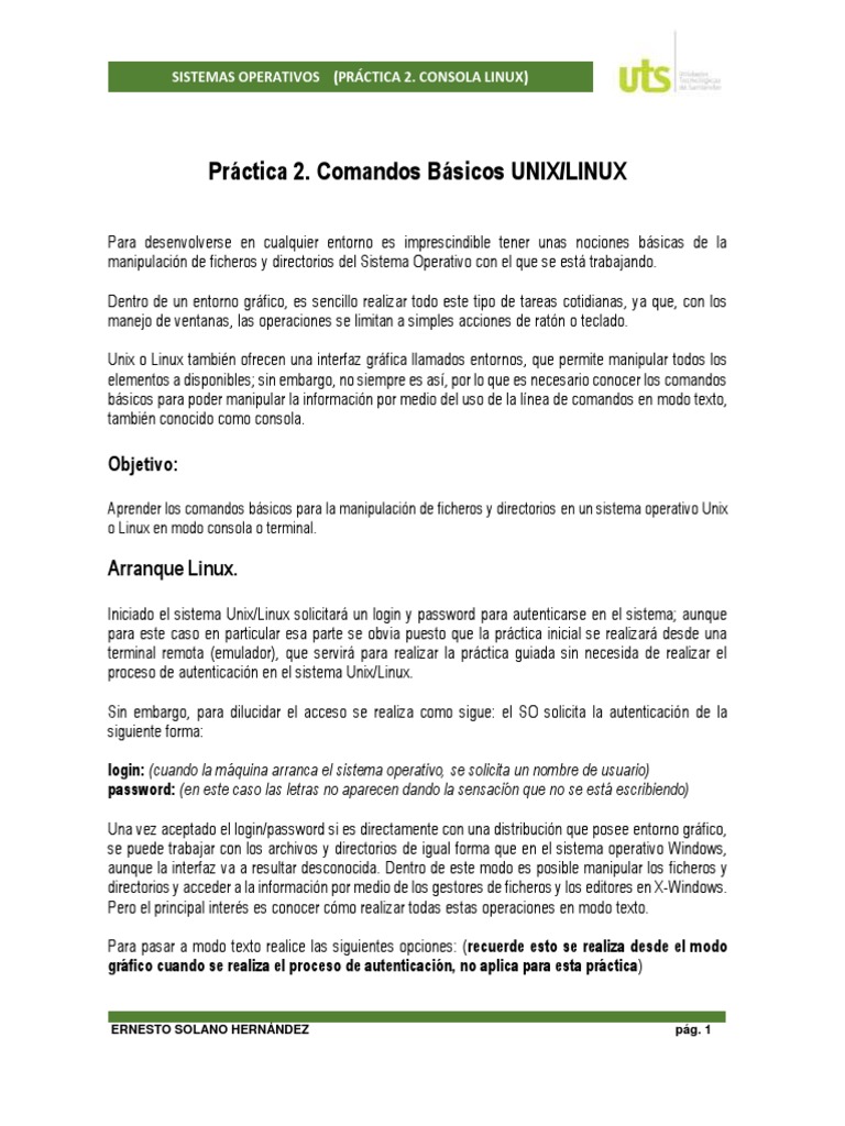 Práctica 2 Linux Comandos Basic | PDF | Interfaz de línea de comando | Archivo de computadora