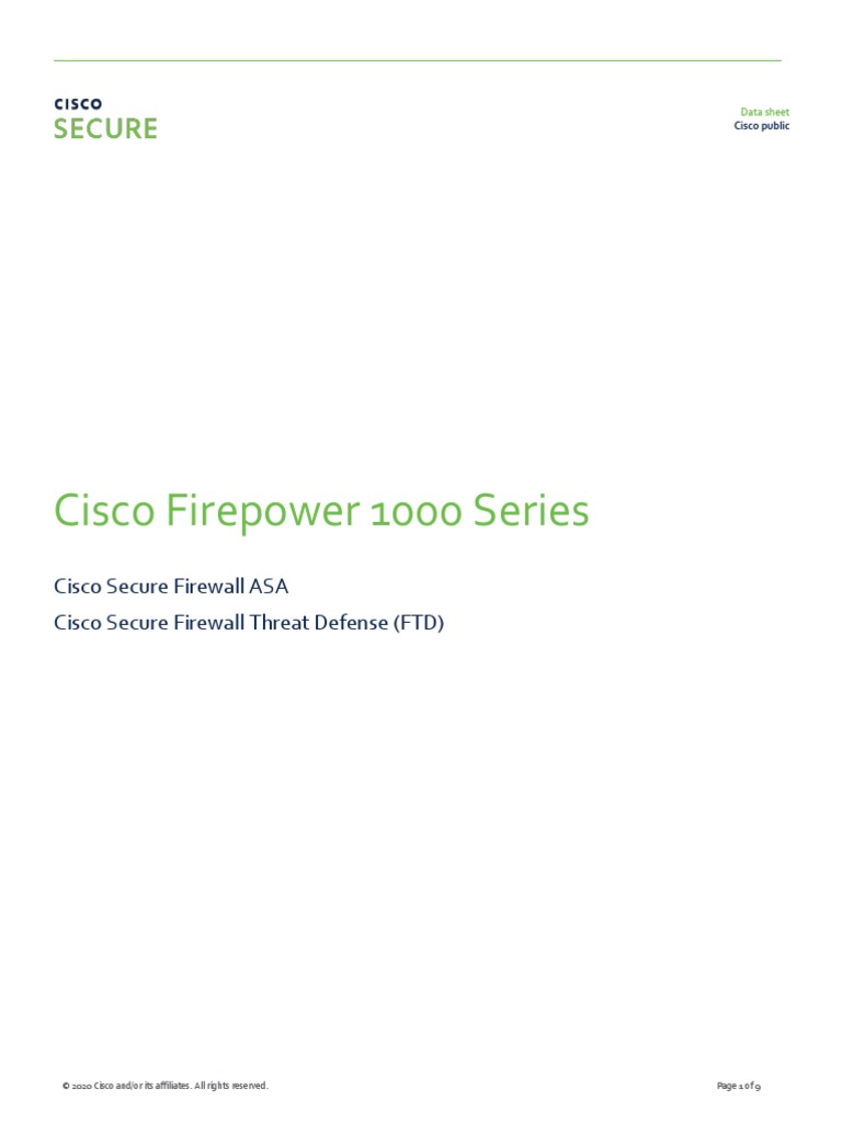 Cisco Firepower 1000 Series: Cisco Secure Firewall ASA Cisco Secure ...