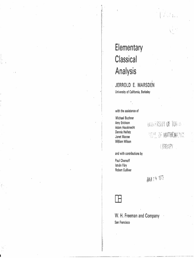 (Jerrold E. Marsden) Elementary Classical Analysis (Bookos - Org) - 1 | PDF