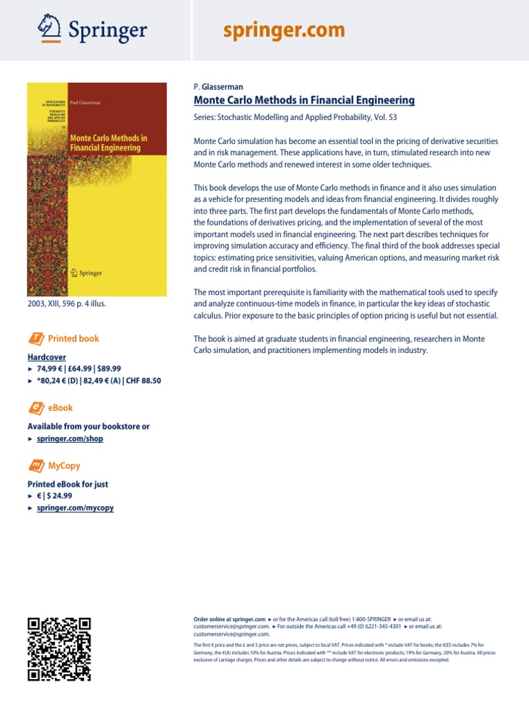 Monte Carlo Methods in Financial Engineering | PDF | Monte Carlo Method ...