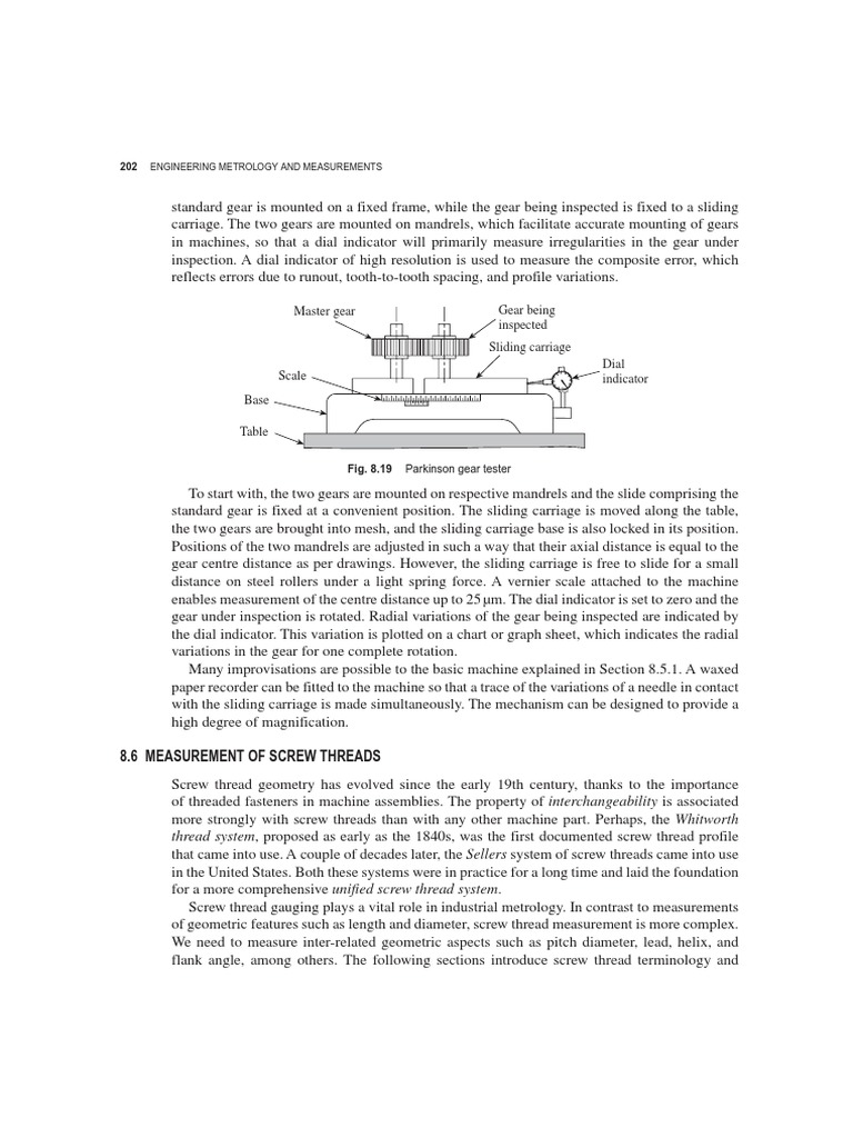 8.6 Measurement of Screw Threads: Engineering Metrology and Measurements | PDF | Screw | Gear