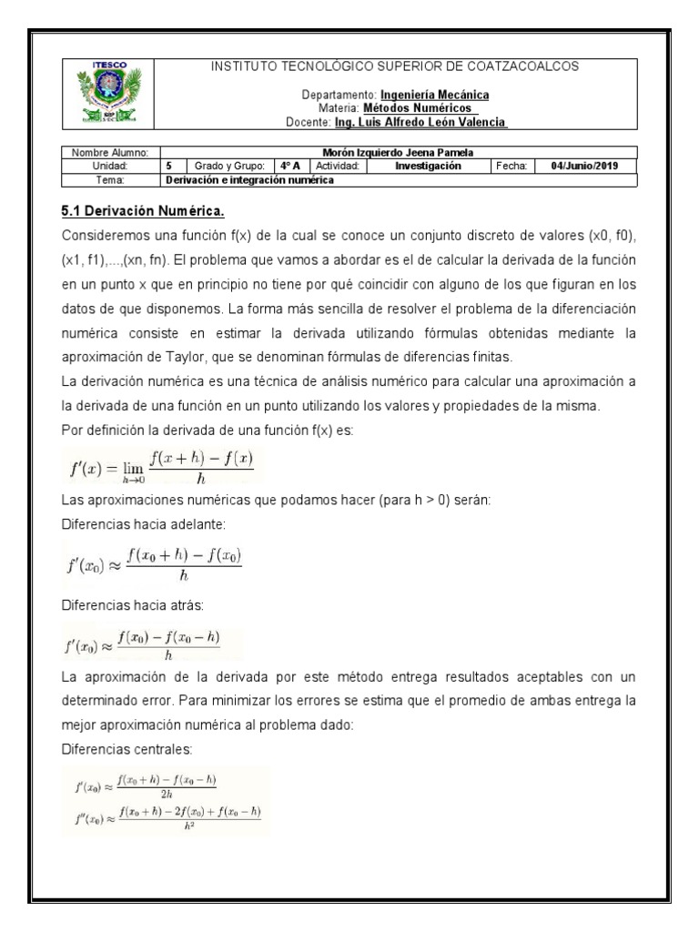 Metodos Numericos Unidad 5 | PDF | Integral | Análisis numérico
