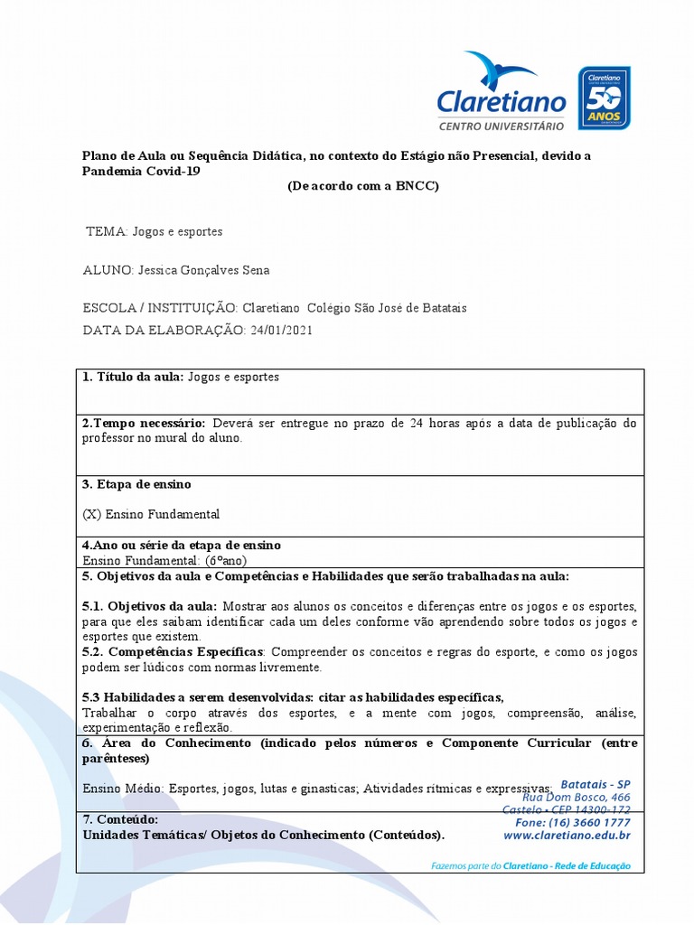 Plano de Aula Jogos e Brincadeiras, PDF, Lição - cr-enviro.com Plano de Aula Jogos e Brincadeiras, PDF, Lição - cr-enviro.com