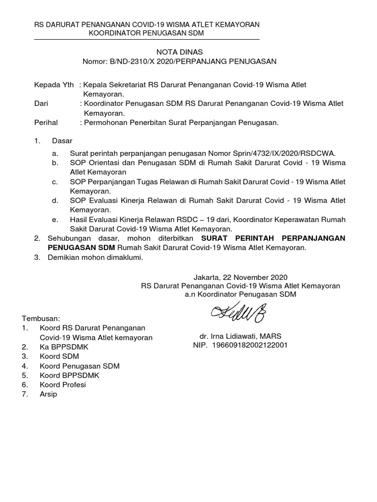 ND 2310 Perpanjang 41 Perawat Pusdik November - Desember (Chairul Huda) | PDF