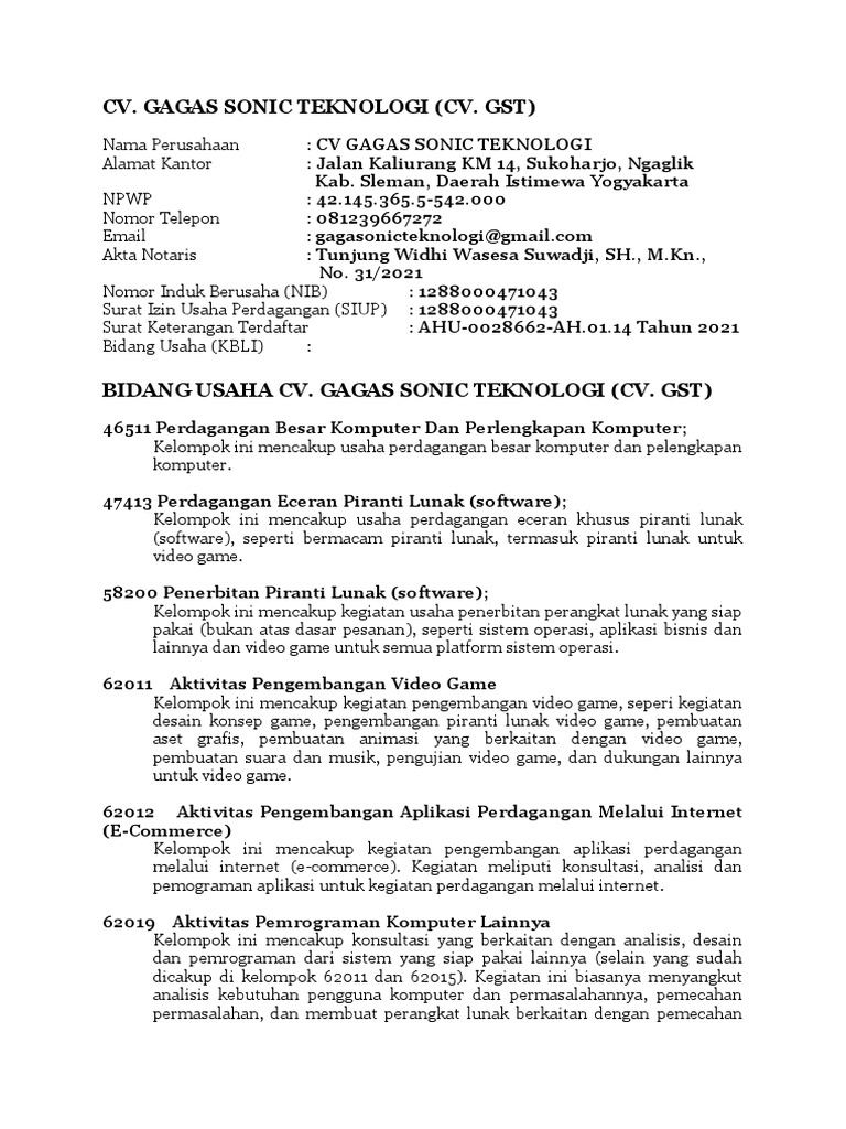 Legalitas CV GST | PDF