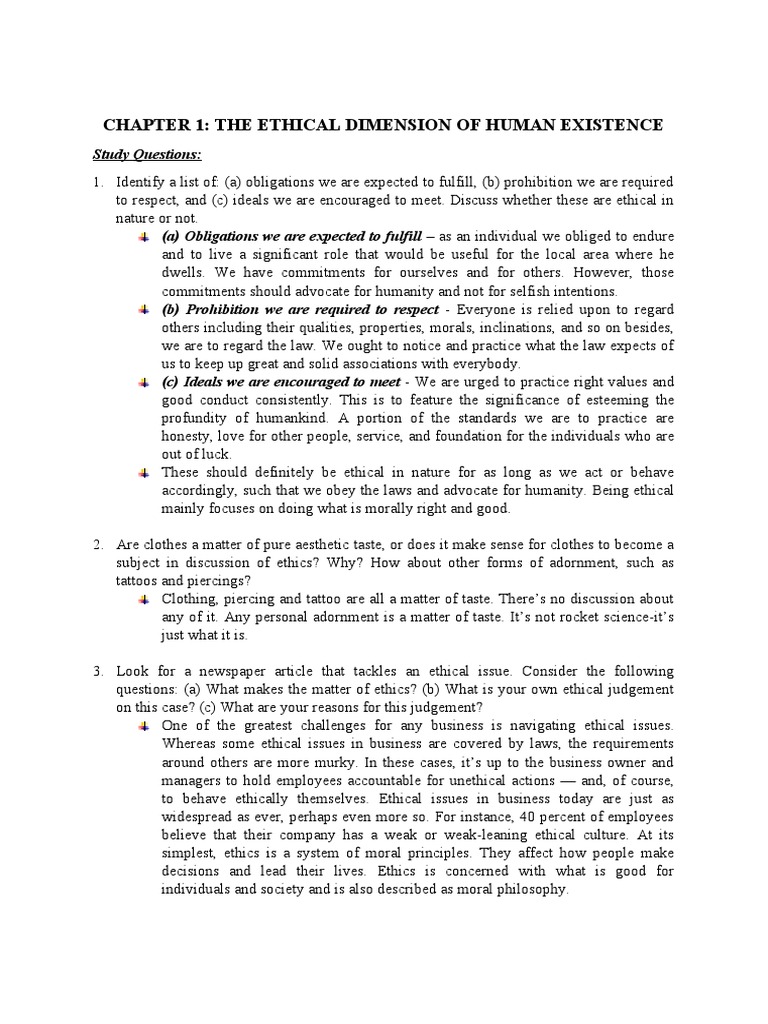 Chapter 1: The Ethical Dimension of Human Existence | Download Free PDF | Virtue Ethics | Morality