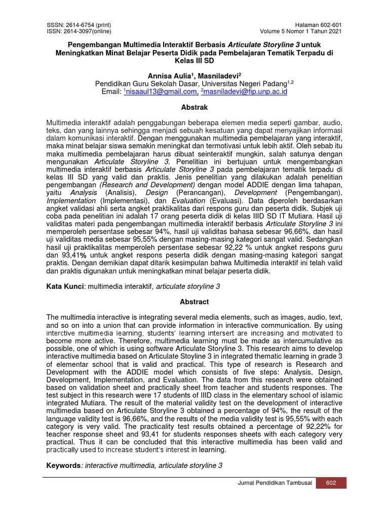 Pengembangan Multimedia Interaktif Berbasis Articulate Storyline 3 | PDF