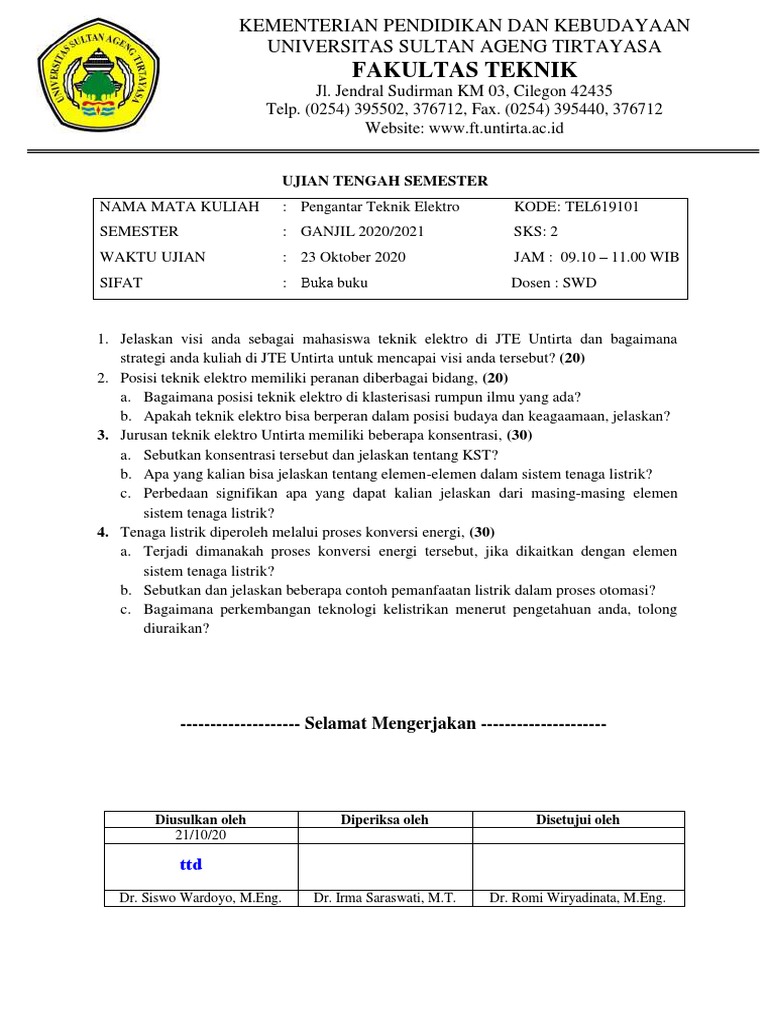 Soal UTS PTE 2020 | PDF