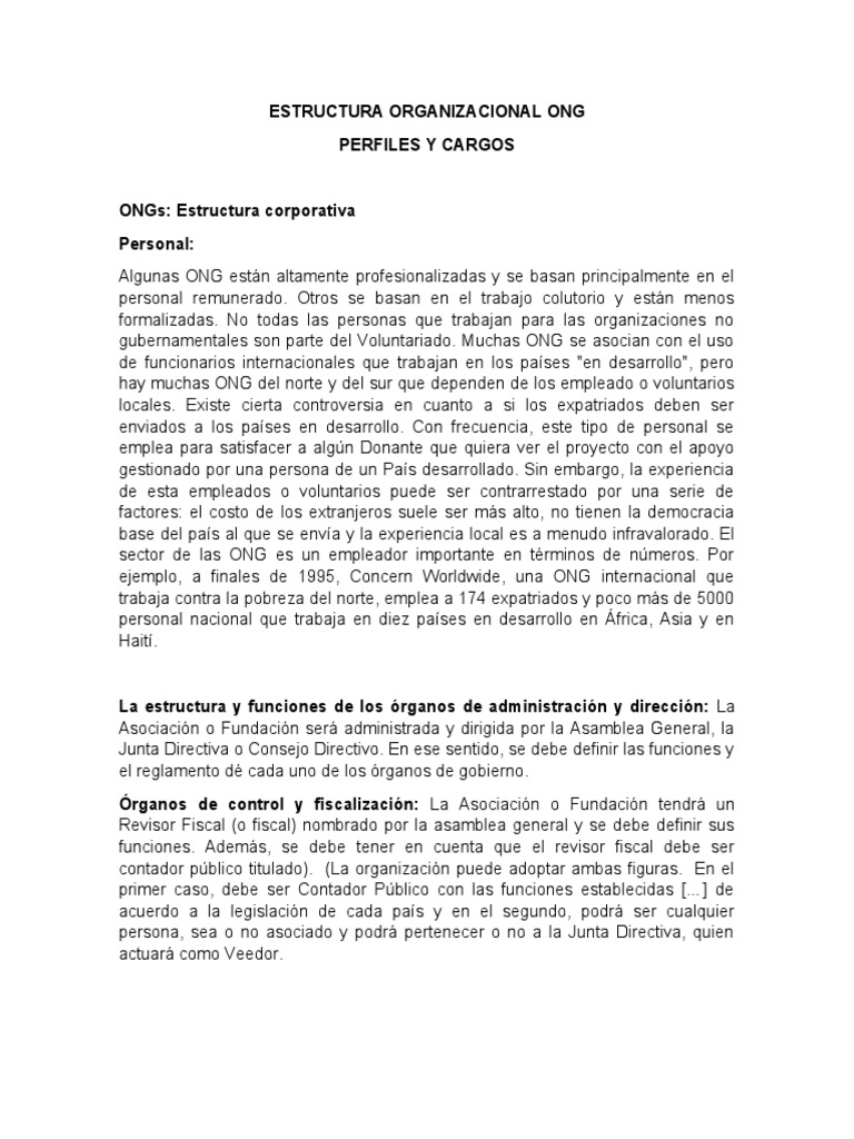 Estructura Organizacional Ong | Descargar gratis PDF | Organización no ...