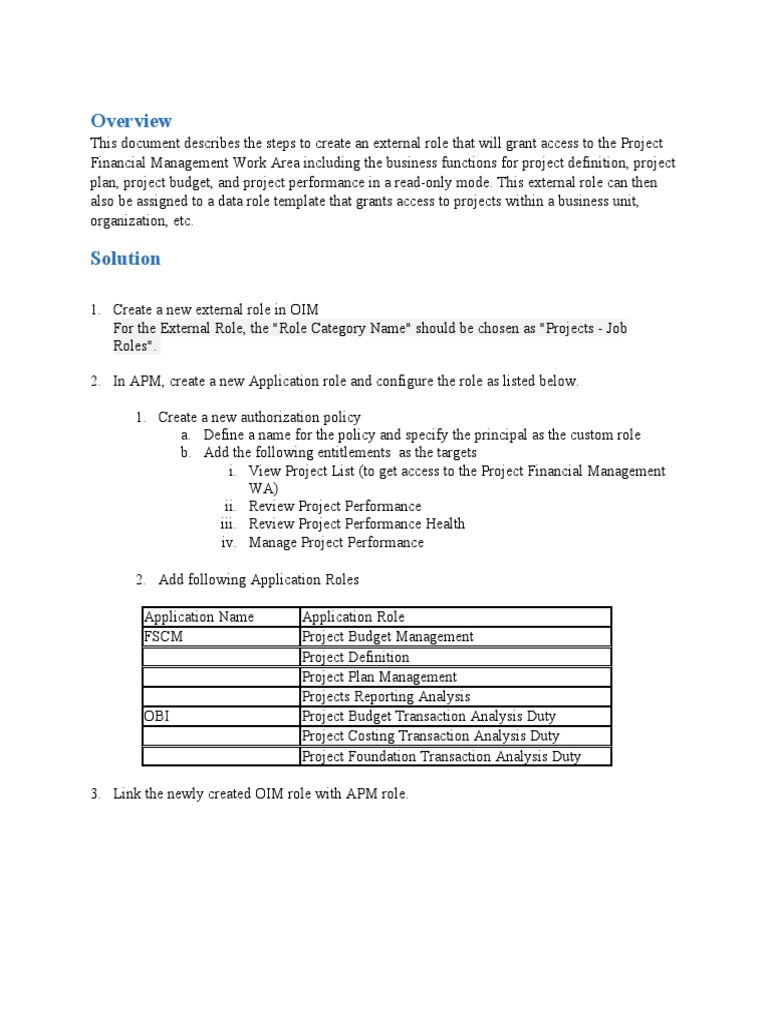 Creating External Roles for Project Access | PDF | Baseline (Budgeting ...