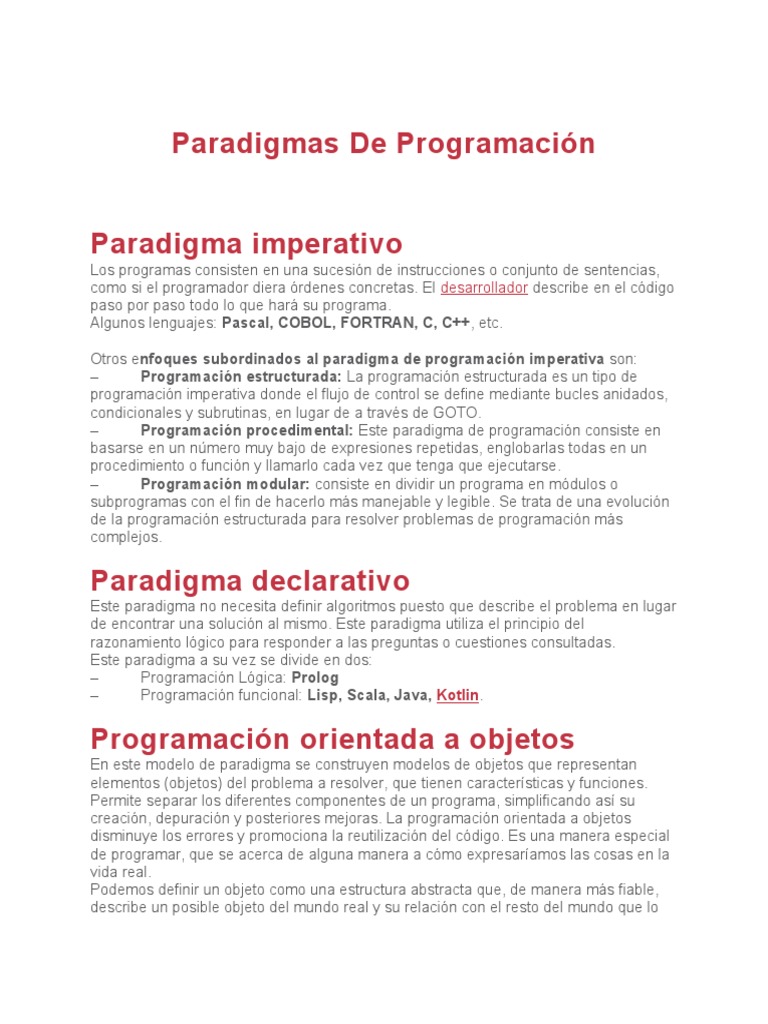 Paradigmas de Programación | PDF | Lenguaje de programación | Objeto ...