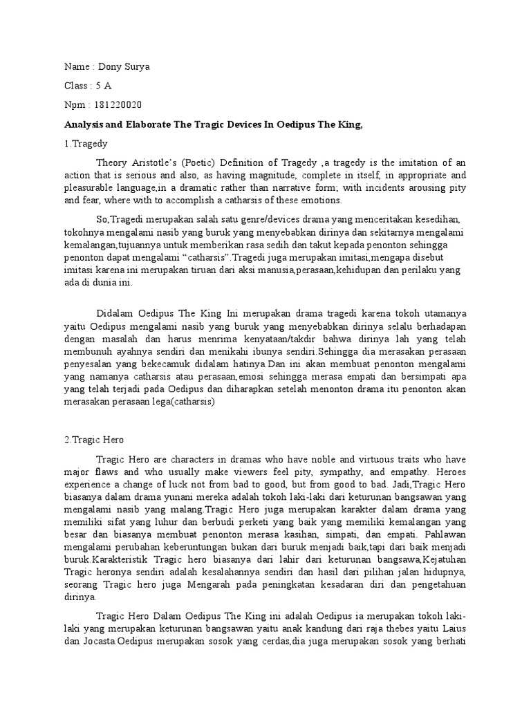 Tragedi Oedipus: Analisis Perangkat Tragis | PDF | Klasik | Fiksi Umum