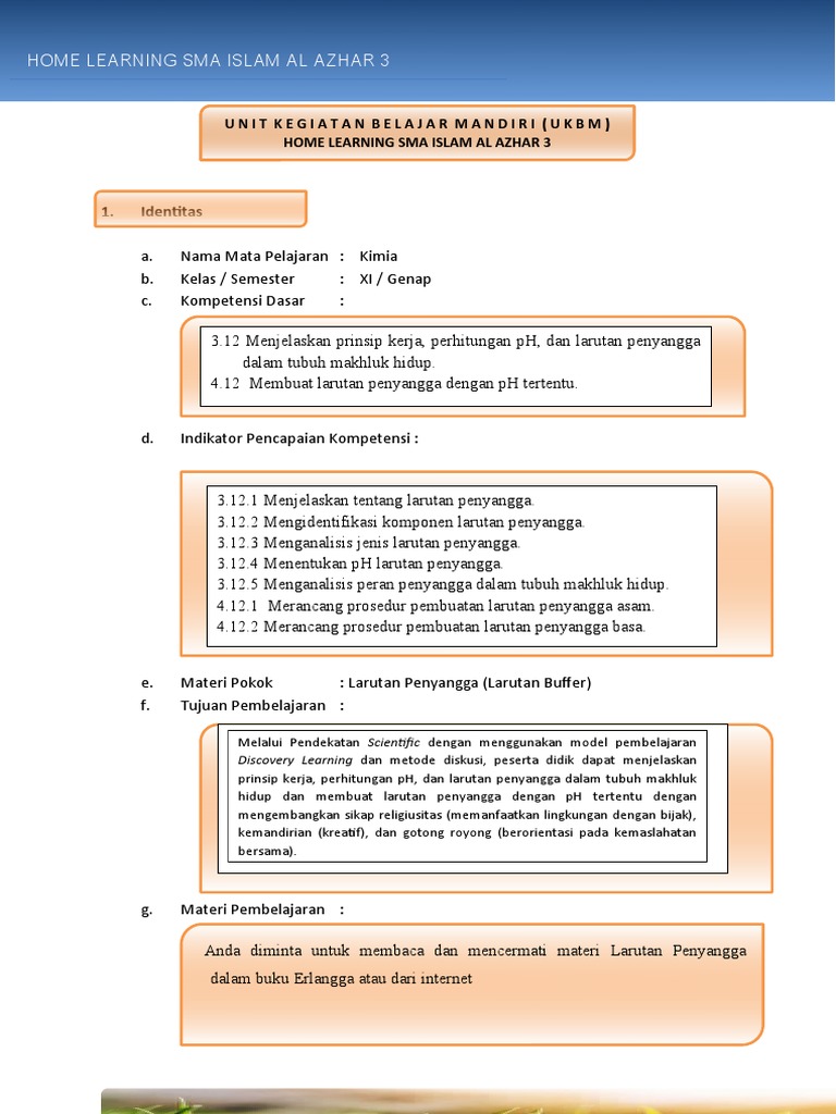 Ukbm - Kim - Larutan Penyangga 11 Ipa 1 | PDF