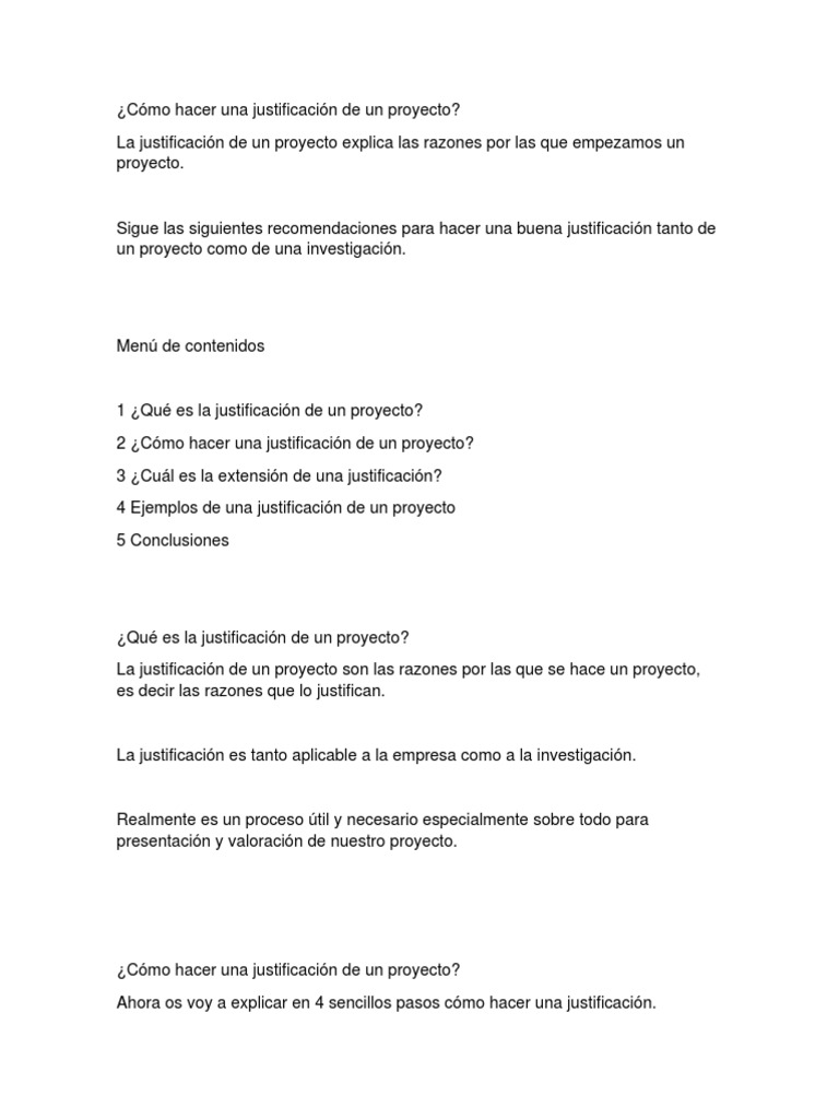 Cómo Hacer Una Justificación de Un Proyecto | PDF | Empresas | Conocimiento