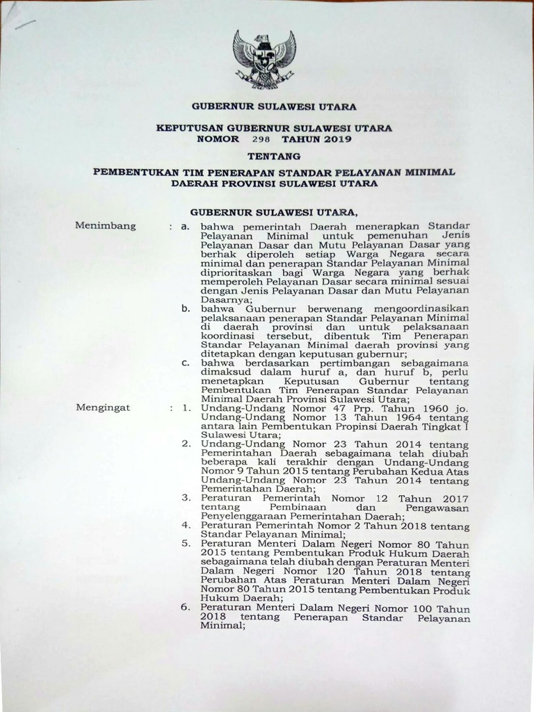 SK Tim Penerapan SPM Prov | PDF