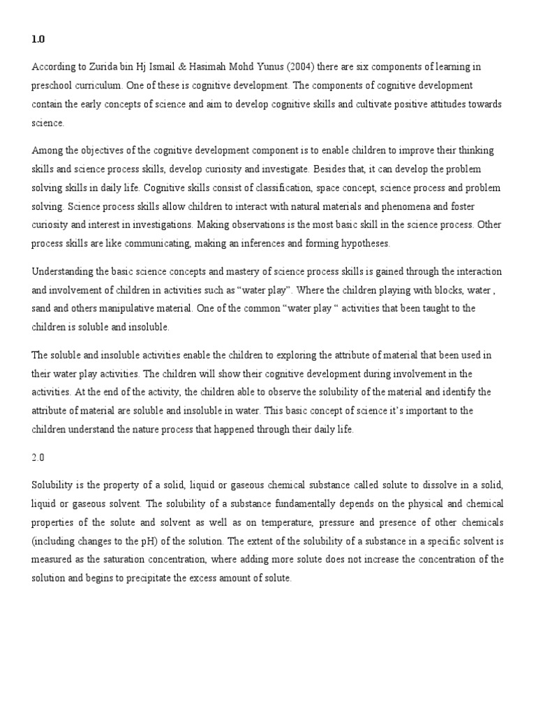 Early Science in Young Children | PDF | Solubility | Solvation
