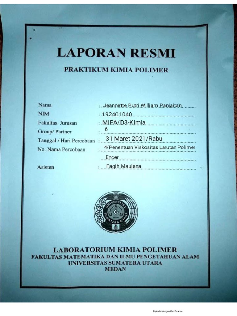 Jurnal - Pencampuran Viskositas Larutan Polimer Encer - Jeannette Putri William Panjaitan ...