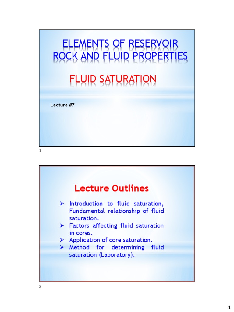 Lecture 7 Fluid Saturation - COMPLETED | PDF