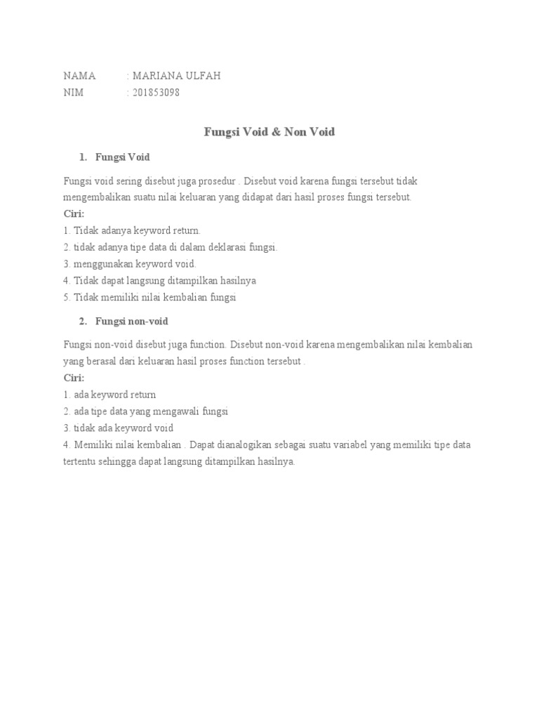 Fungsi Void & Non Void | PDF