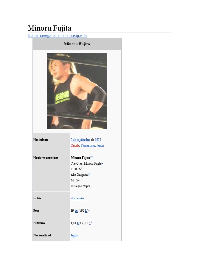 Minoru Fujita: Trayectoria en Lucha Libre | PDF | Lucha profesional ...