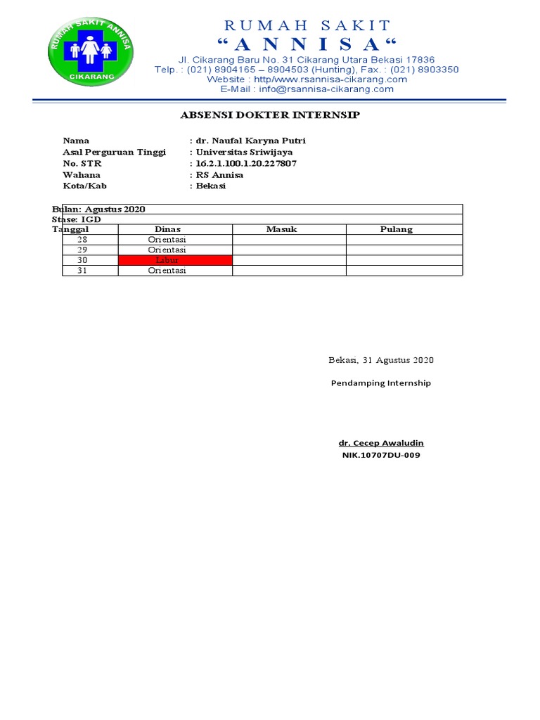 ABSENSI INTERNSHIP | PDF