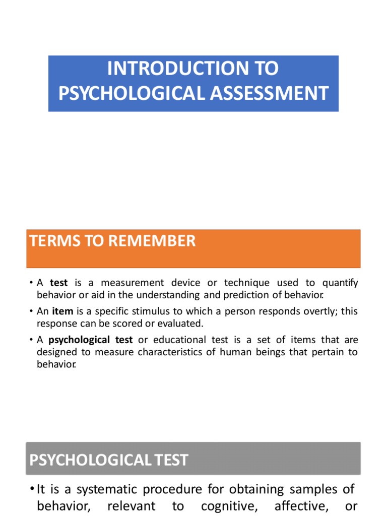 Intro to Psychological Assessment | PDF | Test (Assessment ...