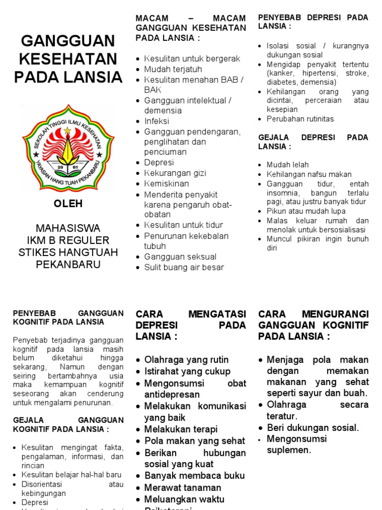 Leaflet Gangguan Kesehatan Pada Lansia | PDF