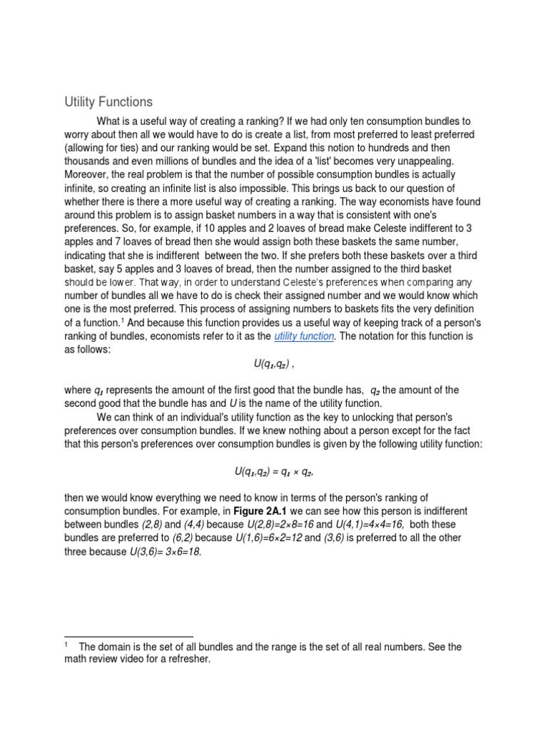 Utility Functions: U (Q, Q), The Amount of The | PDF | Utility | Function (Mathematics)