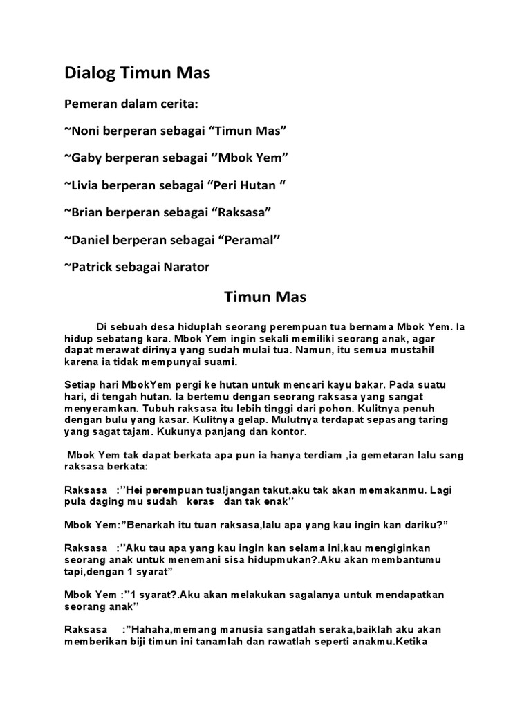 Dialog Timun Mas | PDF
