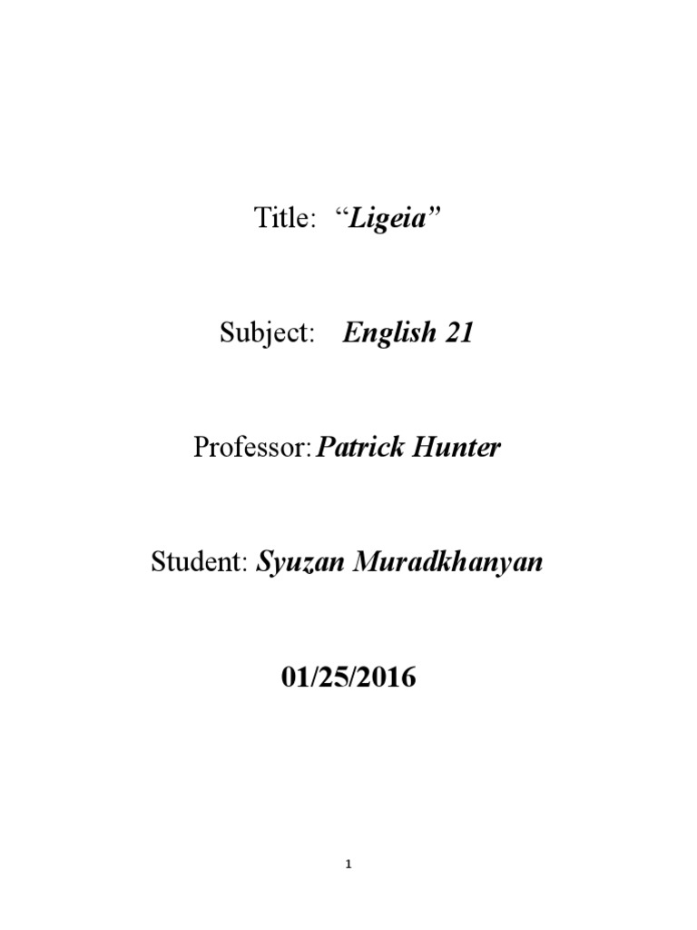 Edgar Allan Poe Ligeia | PDF | Short Stories Adapted Into Films | Short ...
