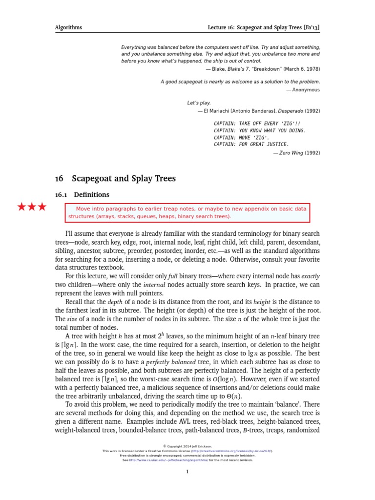 16 Scapegoat And Splay Trees 161 Definitions Pdf Algorithms And Data Structures Computer 