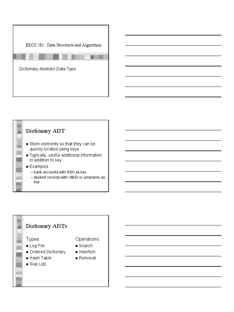 Dictionary Adt Types Operations Pdf Array Data Structure Theoretical Computer Science
