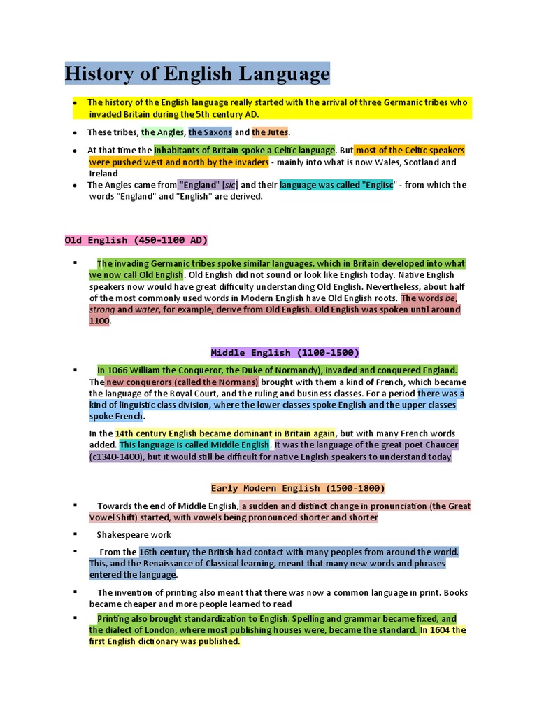 History of English Language | PDF | Beowulf | English Language