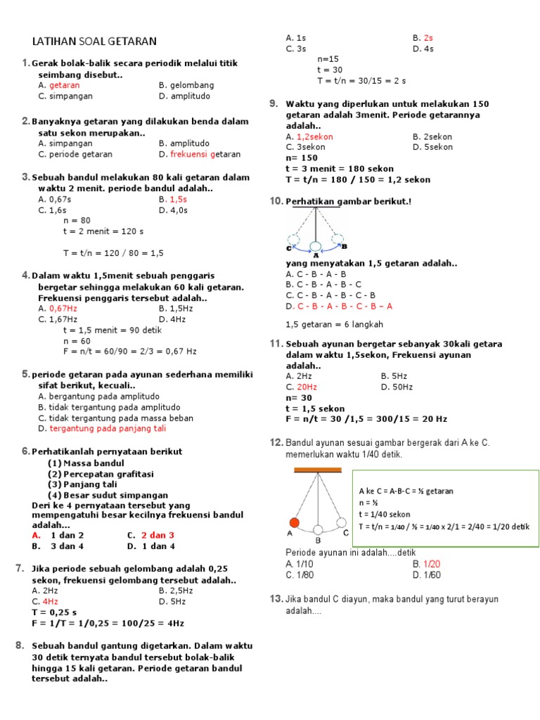 Pembahasan Latihan Soal Getaran | PDF