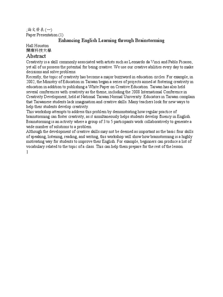 Enhancing English Learning Through Brainstorming | PDF | Brainstorming ...