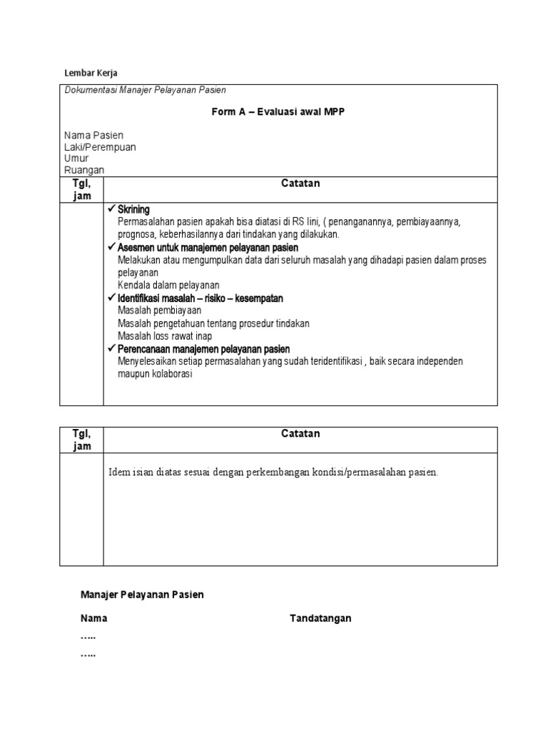 Lembar Kerja Form A - MPP | PDF