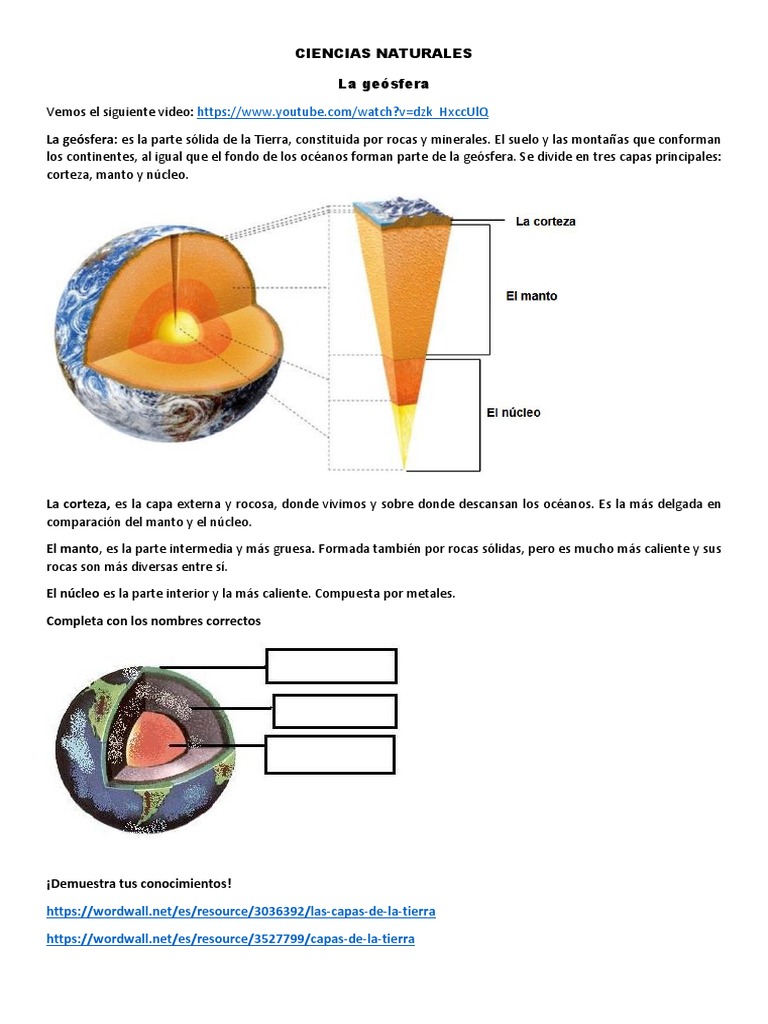 Partes y capas de la geosfera | PDF | Ciencias sociales | Tecnología