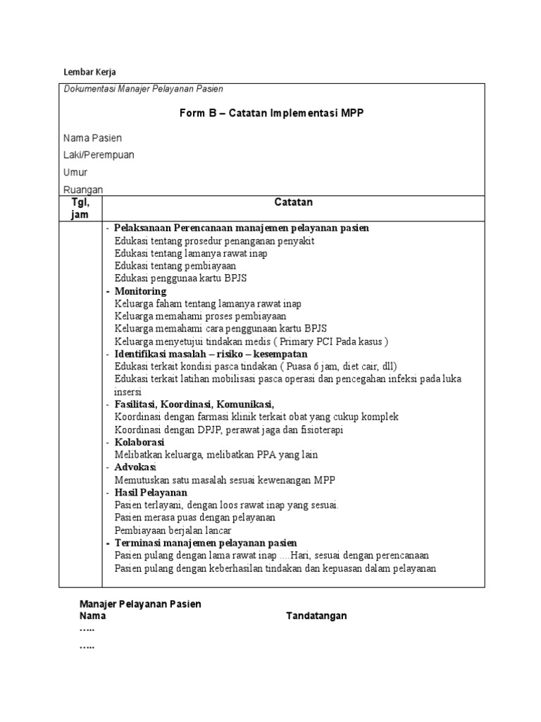 Lembar Kerja Form B - MPP | PDF