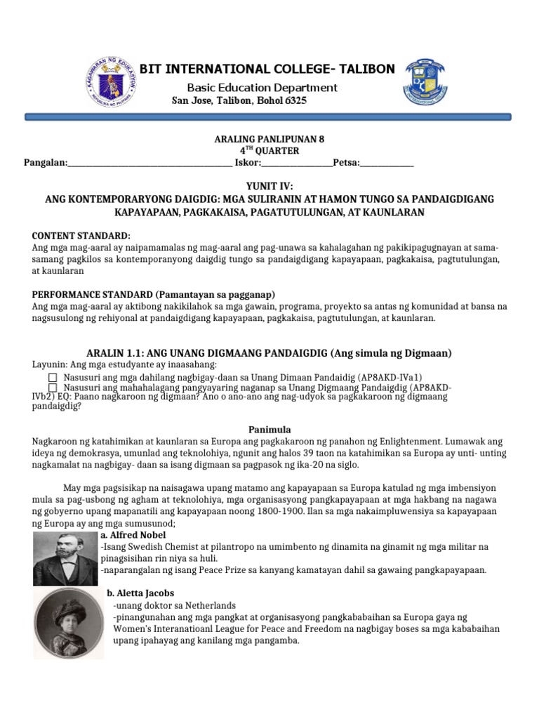 AP 8 4th Quarter Module 1 Jeo | PDF