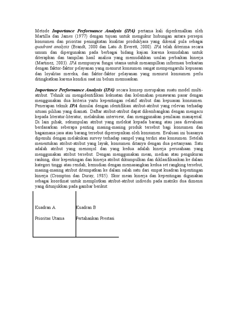 Metode Importance Performance Analysis | PDF