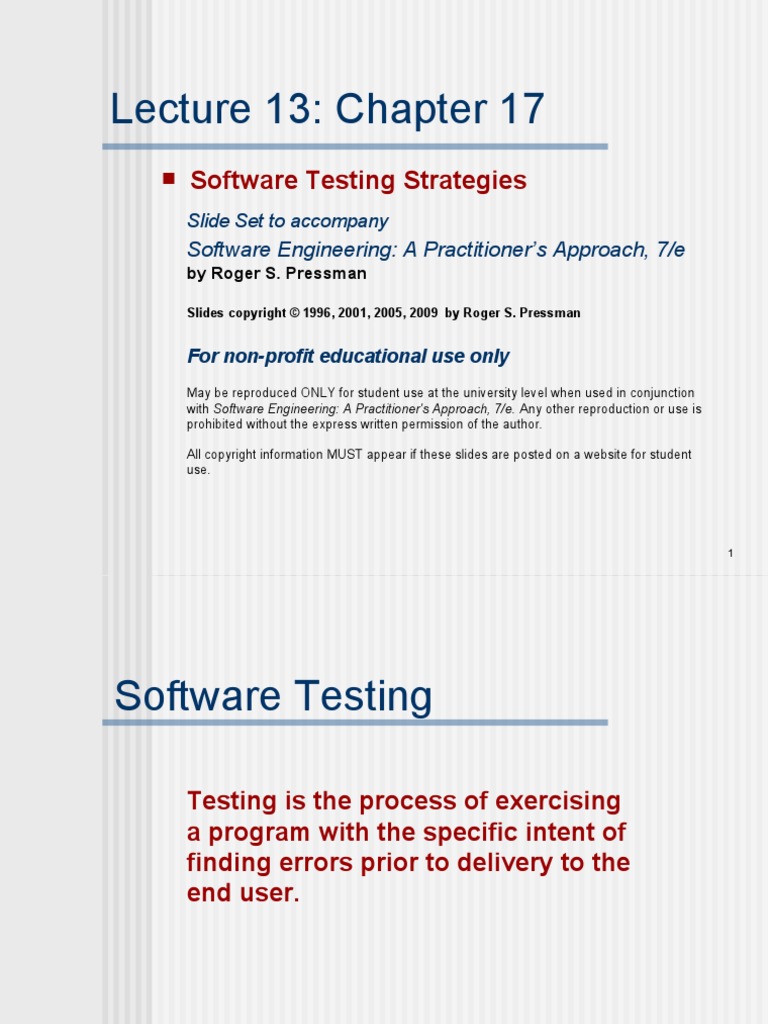 Lecture 13: Chapter 17: Software Testing Strategies | PDF | Software ...