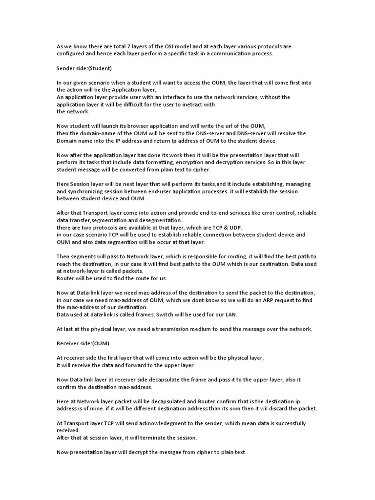 A Detailed Explanation of Network Communication Between a Student ...